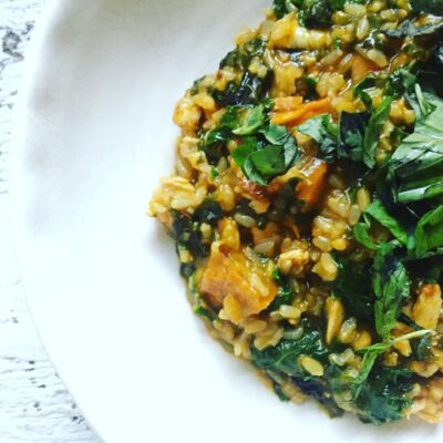 Pumpkin and Spinach Brown rice risotto – Low Tox Life